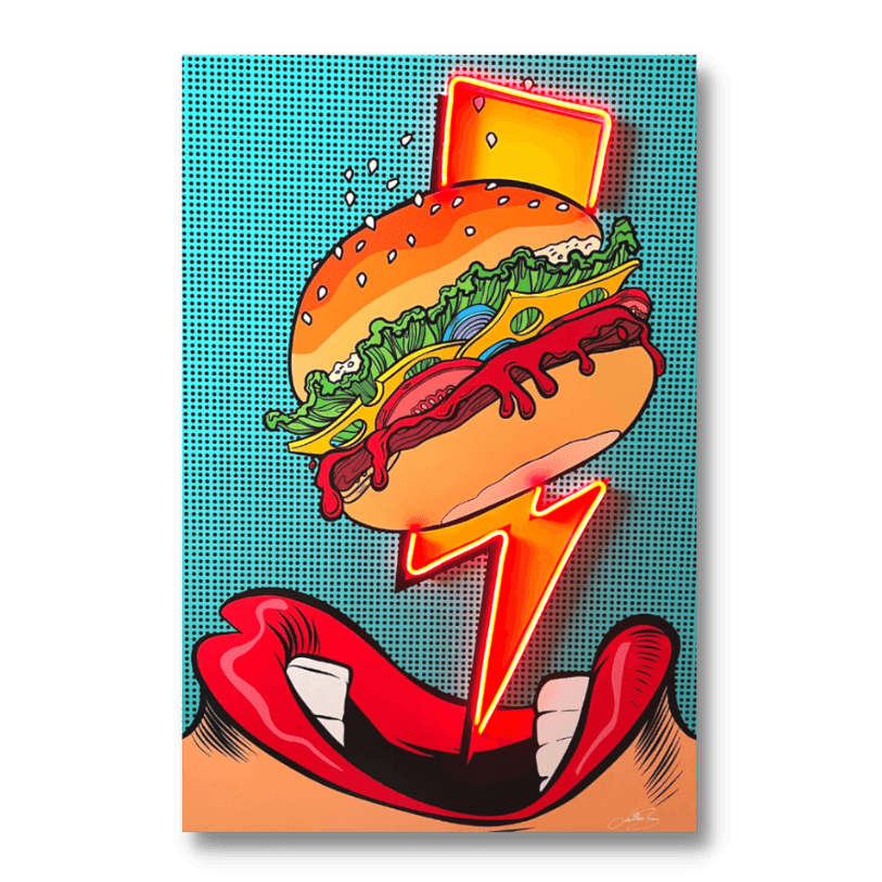 Lighted Painting | Flash Burger Pop Art | LEDMansion