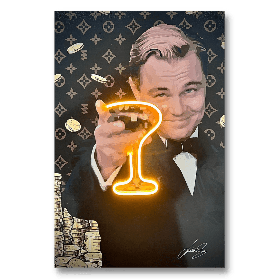 Pop Art Led Wall Art | Leonardo DiCaprio Champagne LED Art | LEDMansion